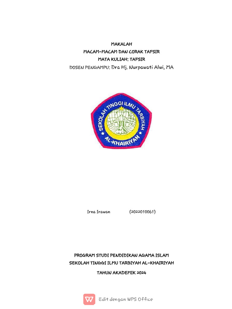 Macam-Macam Dan Corak Tafsir-Irna Kel 2 | PDF Macam-Macam Dan Corak Tafsir-Irna Kel 2 | PDF