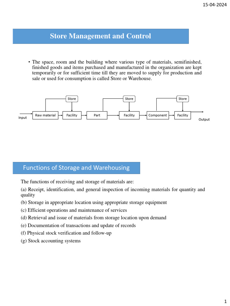Stores Management | PDF | Warehouse | Inventory