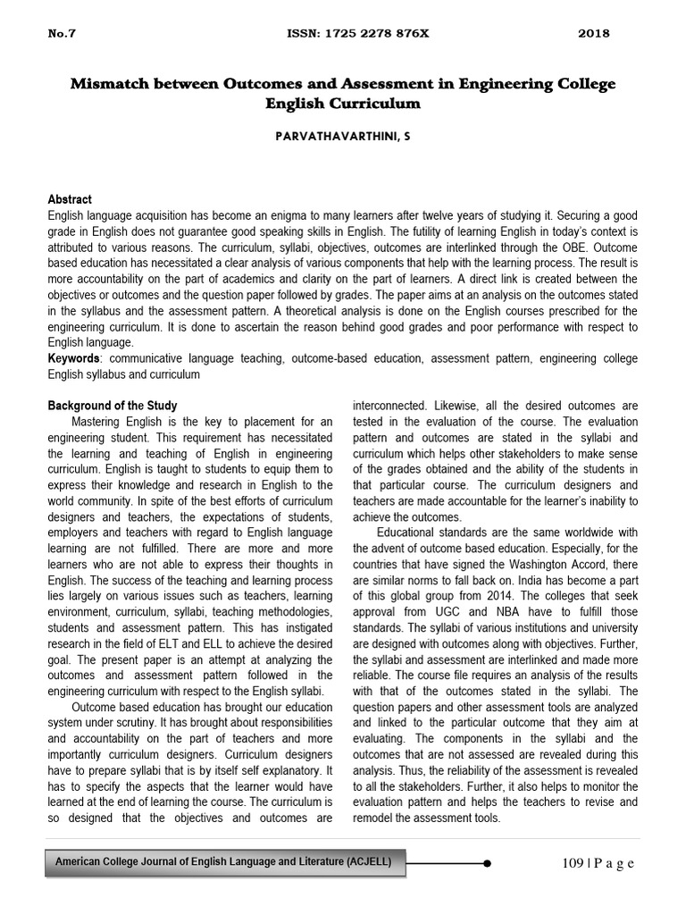Mismatch Between Outcome and Assessment | PDF | Educational Assessment ...