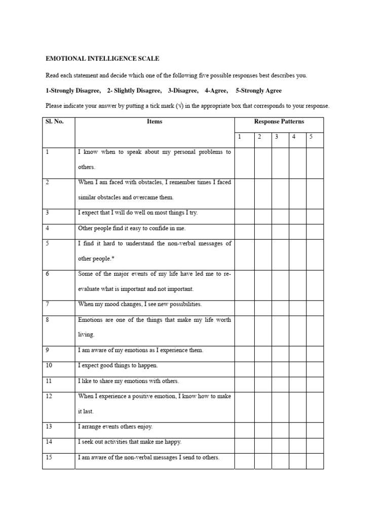 Emotional Intelligence Survey | PDF | Emotions | Nonverbal Communication