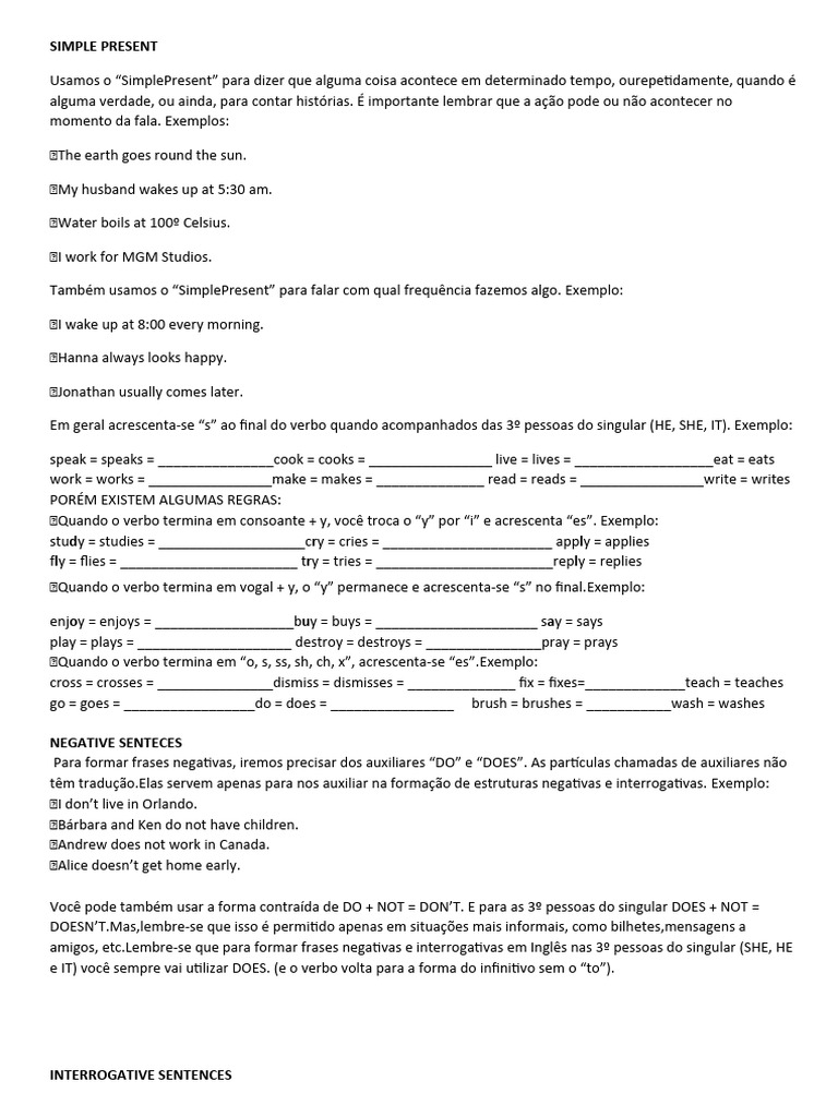 Simple Present | PDF | Linguística