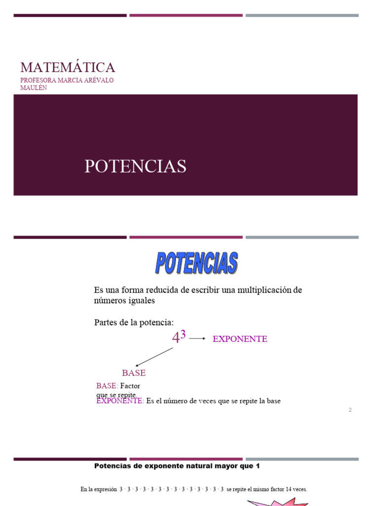 Clase 5 Potencia | PDF | Exponenciación | Multiplicación