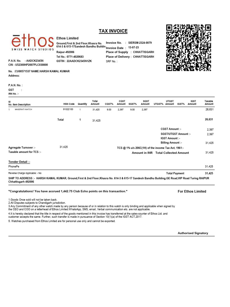 watch bill | PDF | Invoice | Public Finance