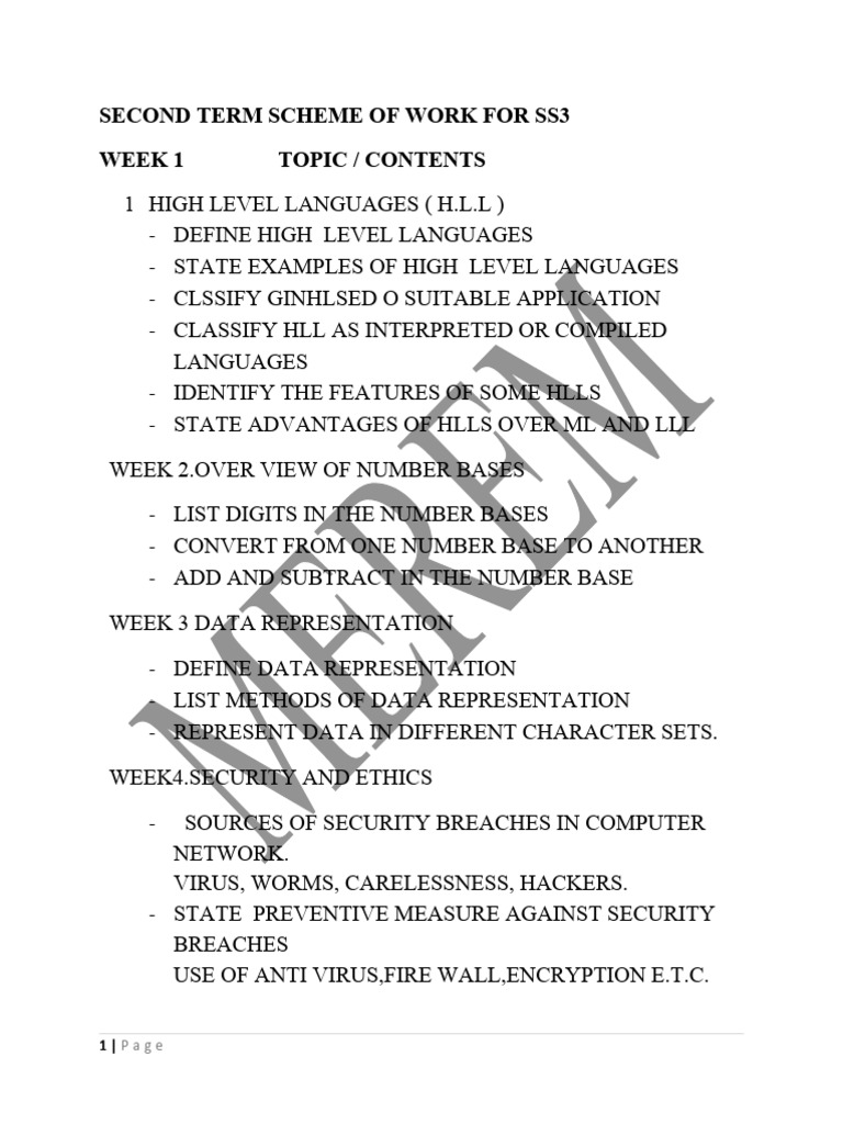 Second Term Lesson Note | Download Free PDF | Computer Programming | Byte