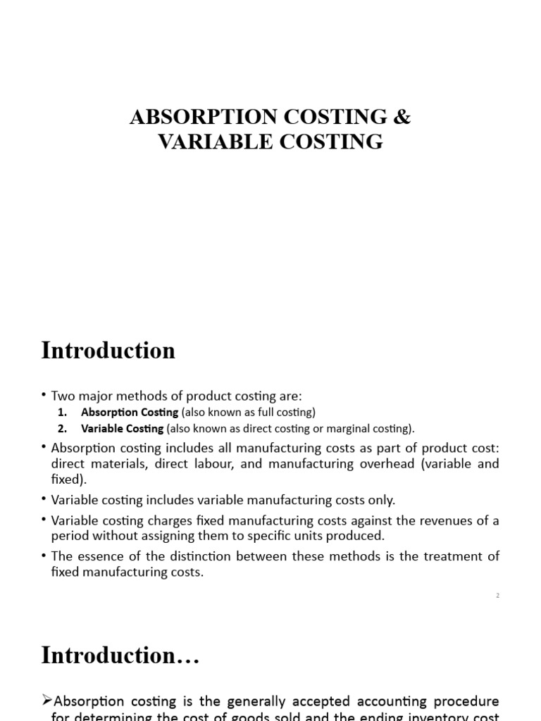 Absorption Costing & Variable Costing | PDF | Cost Accounting | Cost Of Goods Sold