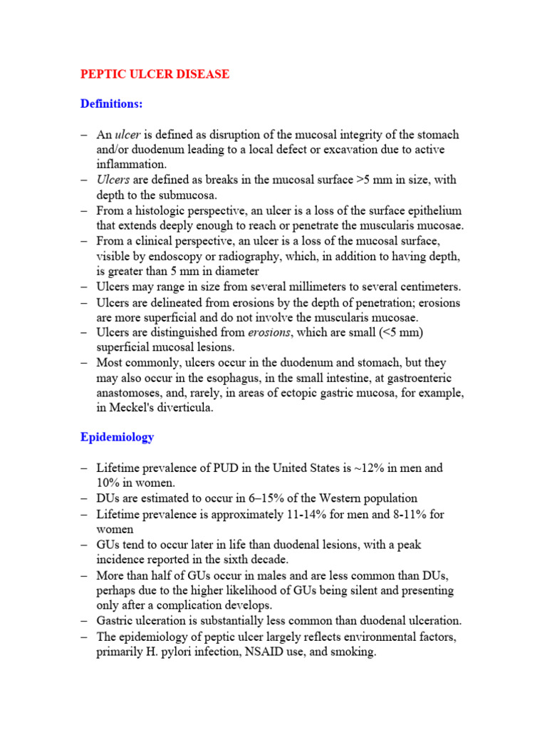 Peptic Ulcer Disease | PDF | Indigestion | Stomach
