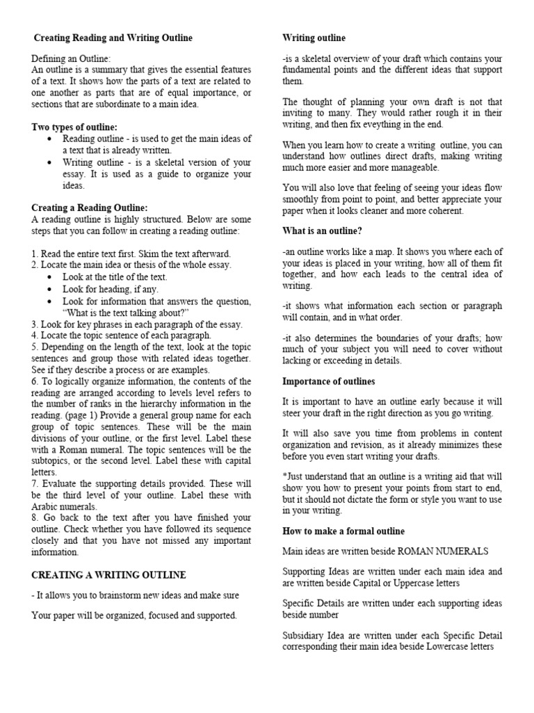 creating, reading and writing outline | PDF | Cognition | Cognitive Science