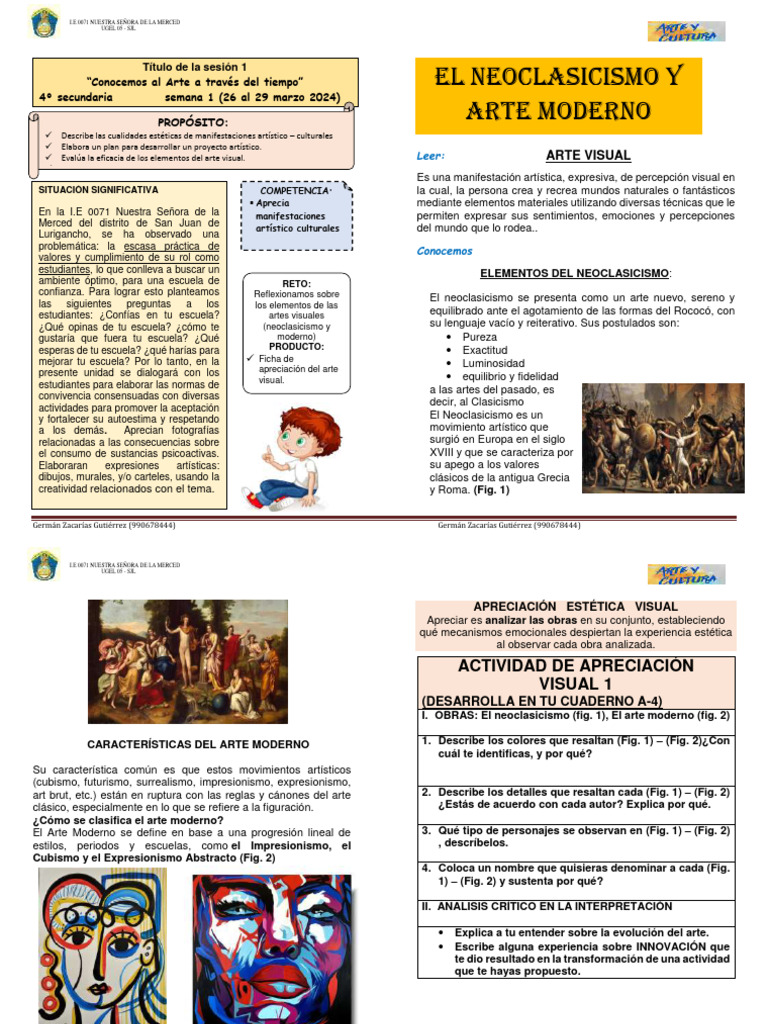 1 FICHA INFORMATIVA 4° Sec | PDF | Estética | Arte Moderno 1 FICHA INFORMATIVA 4° Sec | PDF | Estética | Arte Moderno