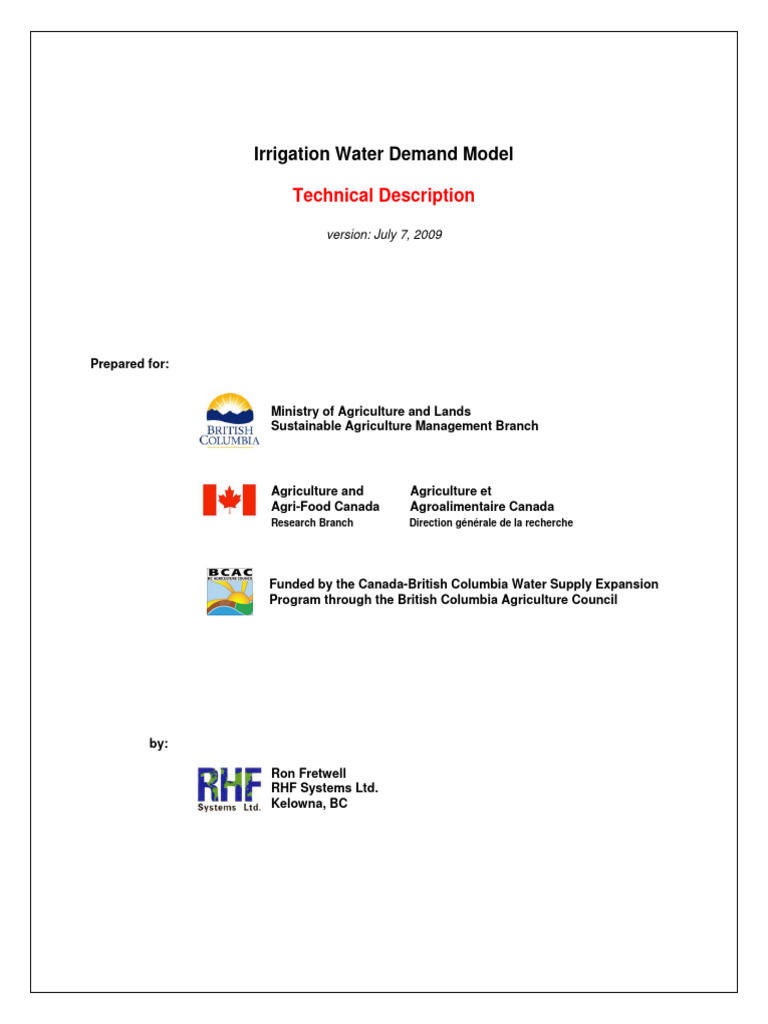 Irrigation Water Demand Model | PDF | Evapotranspiration | Soil