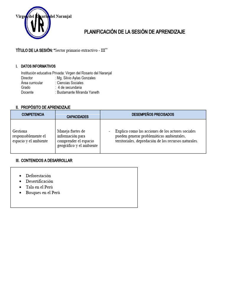 Aprendizaje sobre Sector Primario Extractivo | PDF | Maestros | Enseñando
