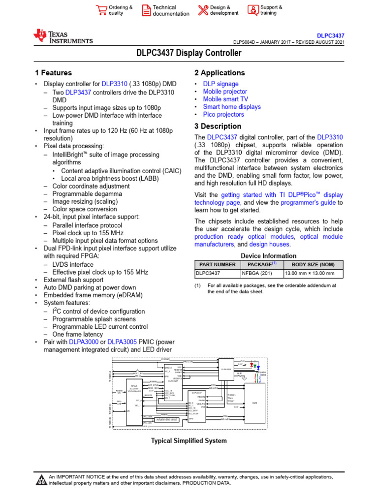 DLPC 3437 | PDF | Display Resolution | Digital Technology