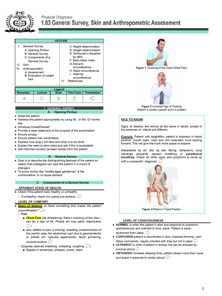 1.03 General Survey, Skin and Anthropometric Assessment | PDF ...