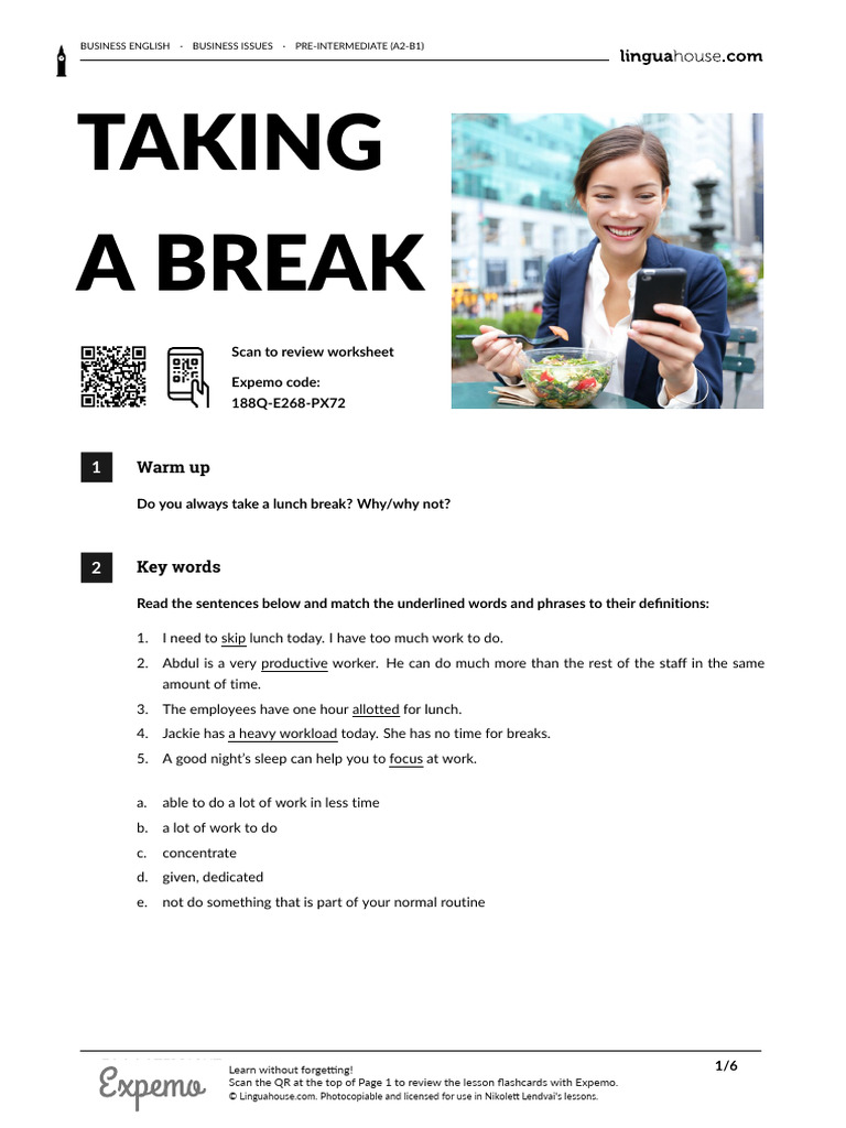 Taking A Break British English Teacher Ver2 BW | PDF | Career & Growth