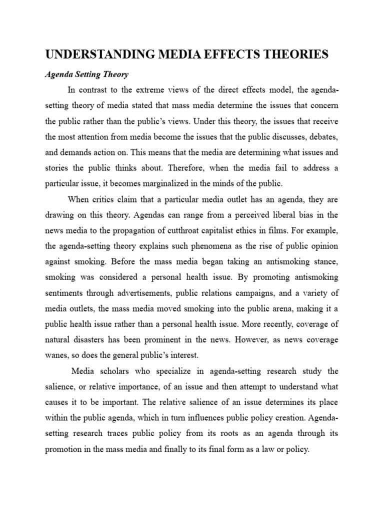 MEDIA EFFECTS THEORIES (1) | PDF | Mass Media | Motivation