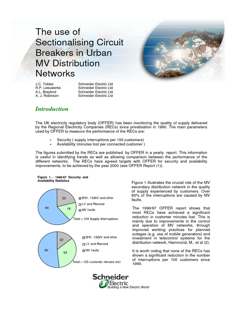The Use Of Sectionalising Circuit Breakers In Urban Mv Distribution Networks Pdf Electrical
