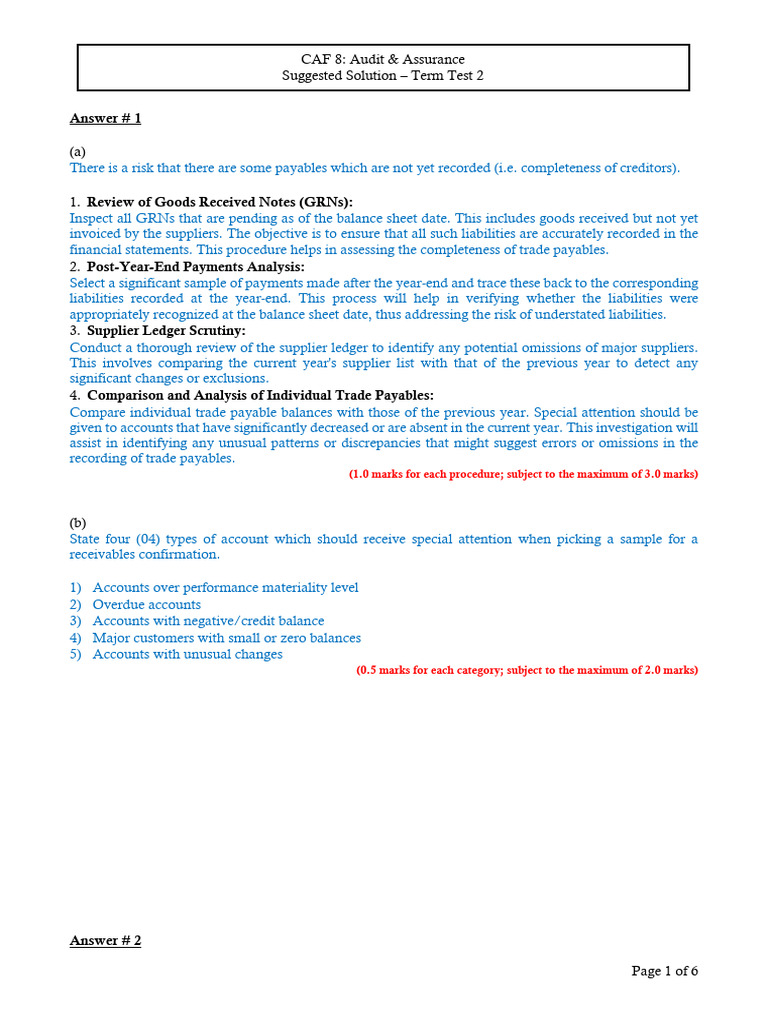 CAF 8 Audit Procedures Overview | PDF | Auditor's Report | Internal Audit