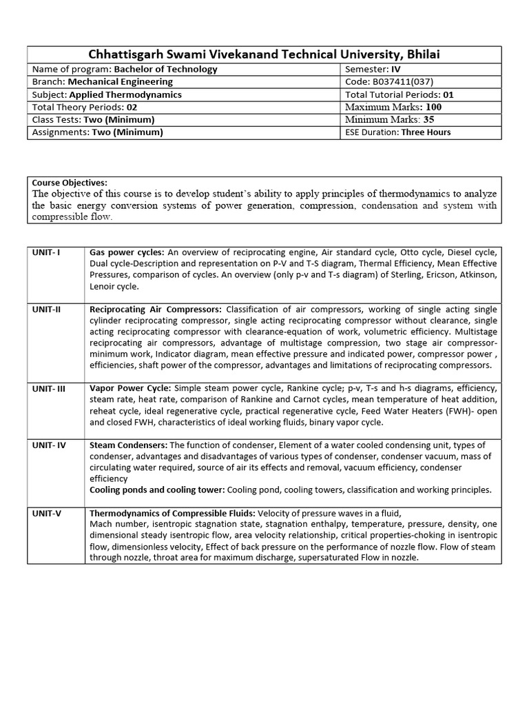 B Tech Syllabus of Mechanical 4th | PDF | Welding | Construction