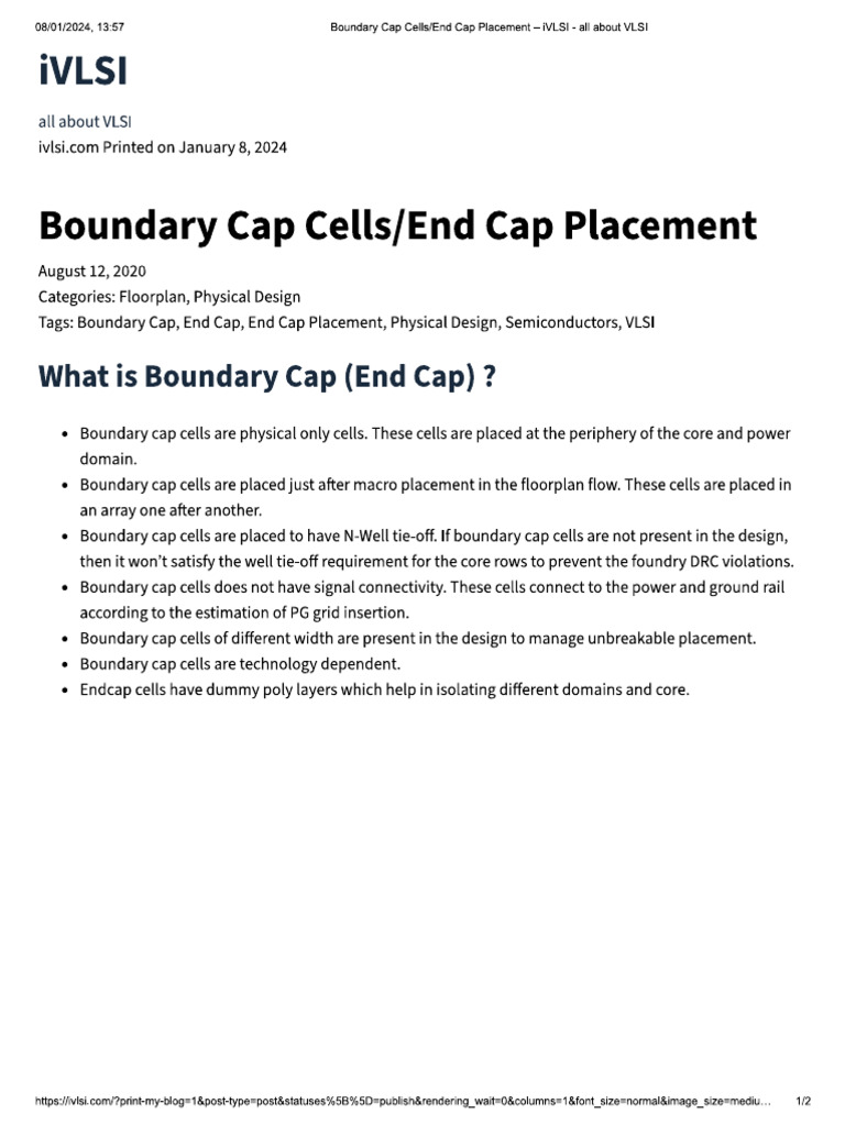 12boundary Cap Cells End Cap Placement | PDF