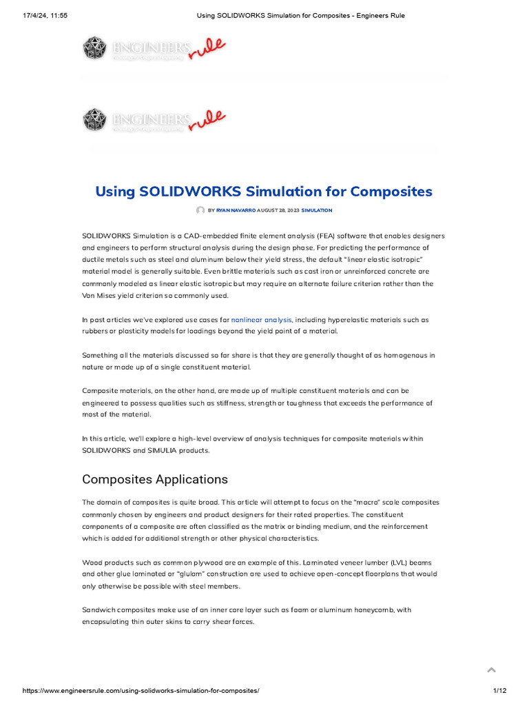 Using SOLIDWORKS Simulation For Composites - Engineers Rule | PDF ...