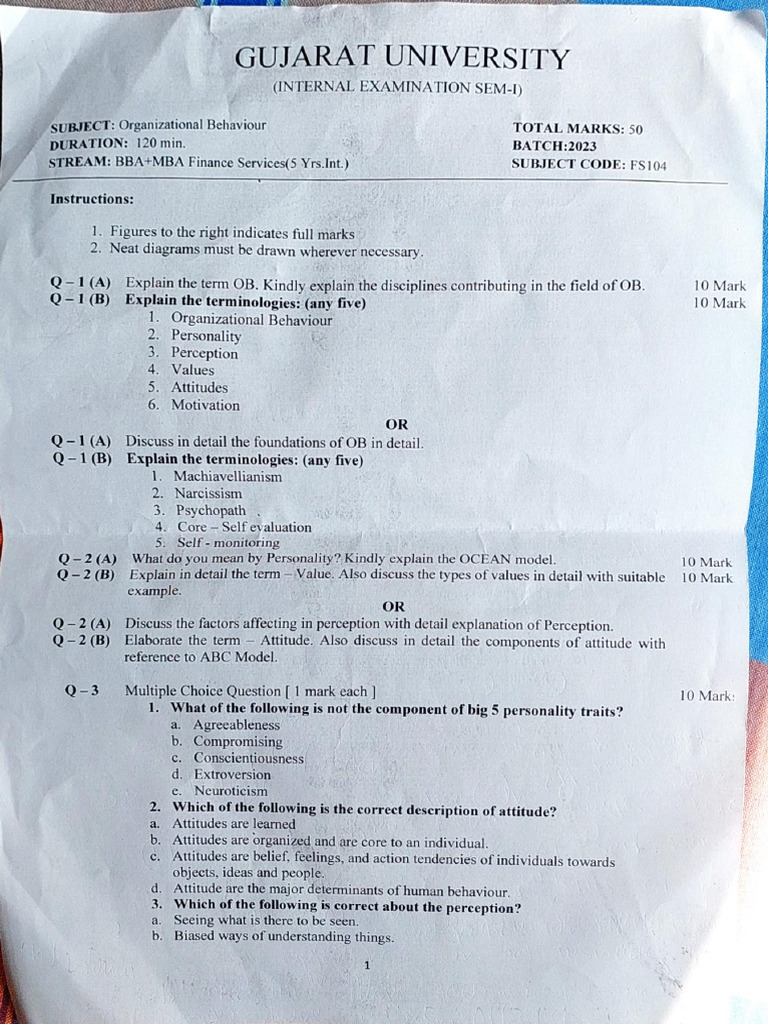 Paper's Gujarat University | PDF