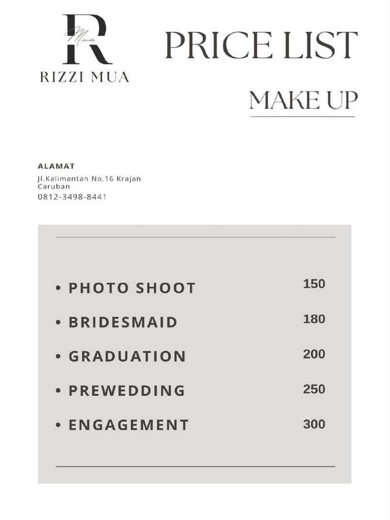 Price List Make Up | PDF