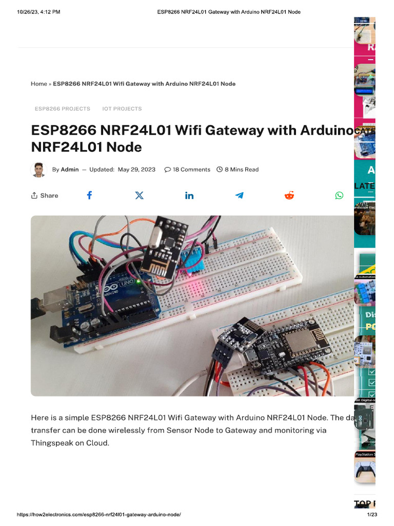 Esp8266 Nrf24l01 Gateway With Arduino Nrf24l01 Node Pdf Technology And Engineering 