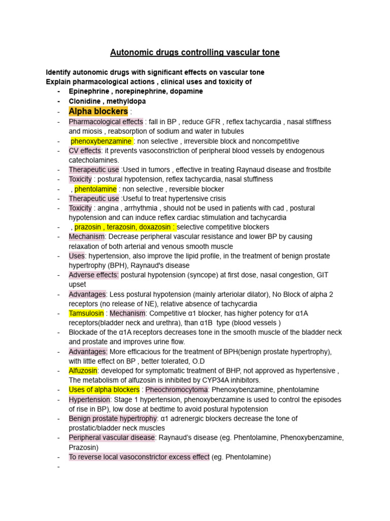 Alpha Drugs | PDF | Drugs Acting On The Nervous System | Clinical Medicine
