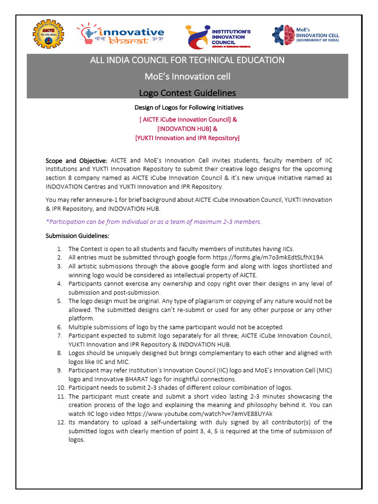Logo Contest Guidelines - Indovation and YUKTI and Icube Innovation ...