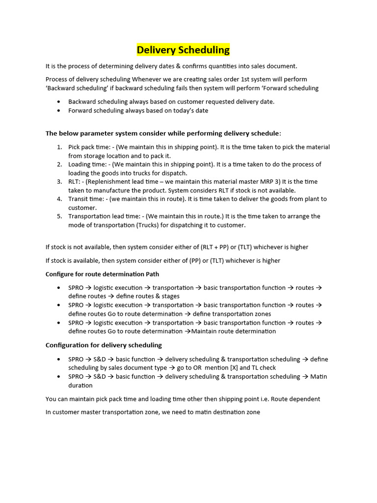 SAP SD - Delivery Scheduling | PDF | Transport SAP SD - Delivery Scheduling | PDF | Transport