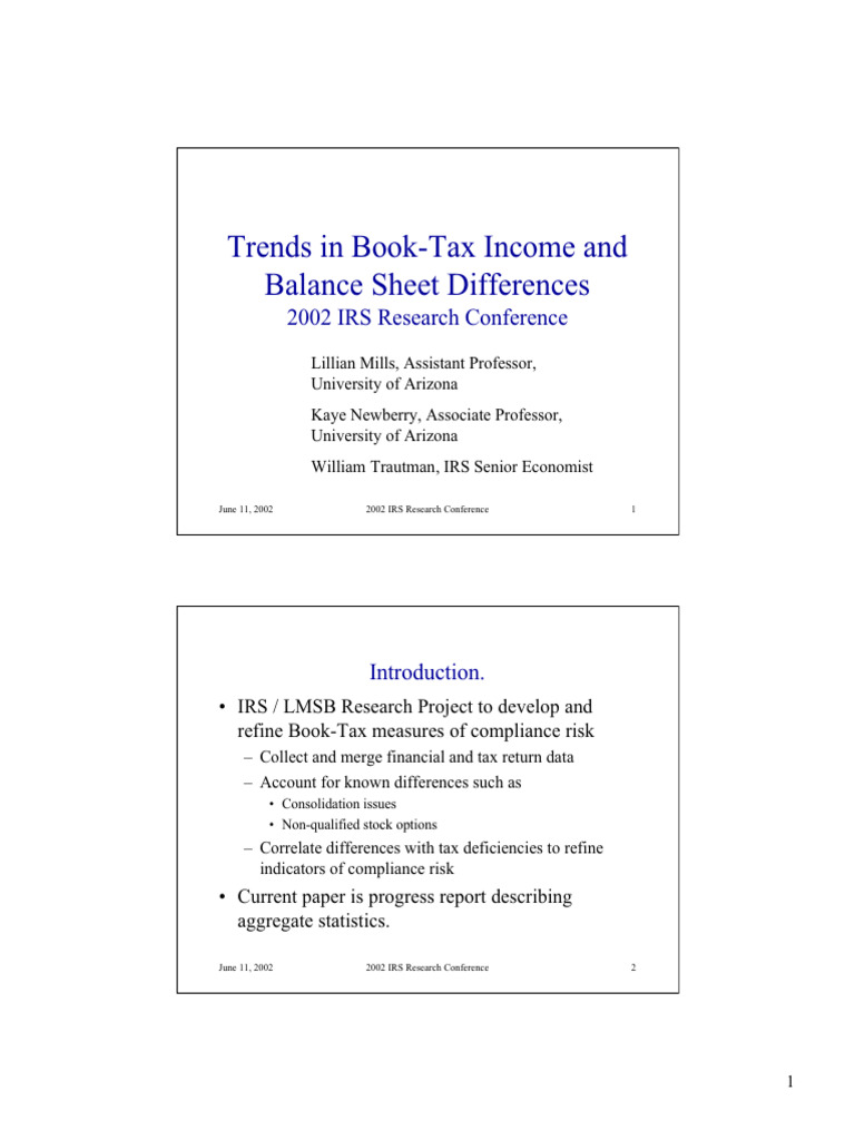 Trends in Boo-Tax Income and Balance Sheet Differences | PDF | Taxes ...