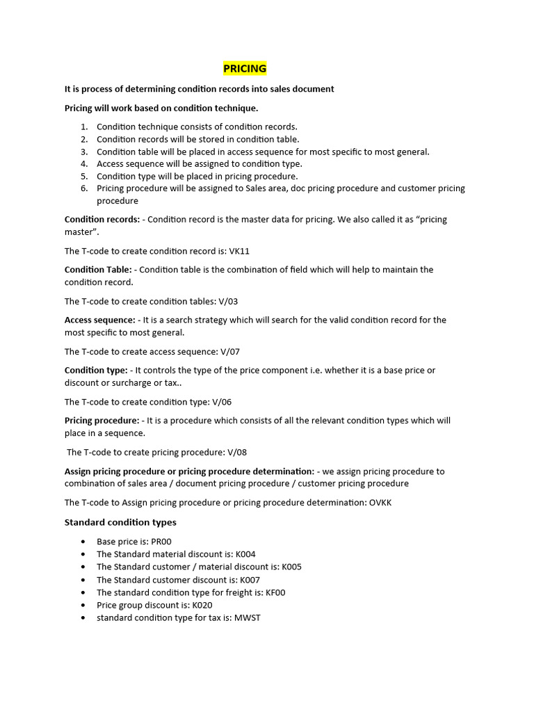 Sap SD - Pricing | PDF | Pricing | Rebate (Marketing) Sap SD - Pricing | PDF | Pricing | Rebate (Marketing)