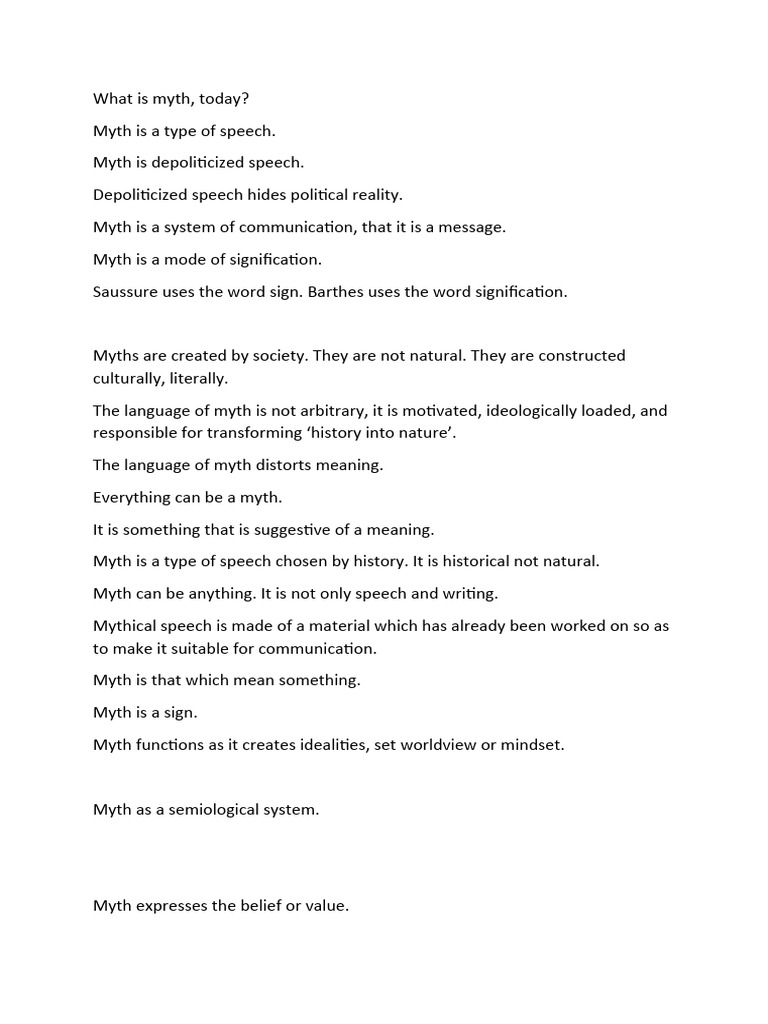 What is myth | PDF | Semiotics | Human Communication