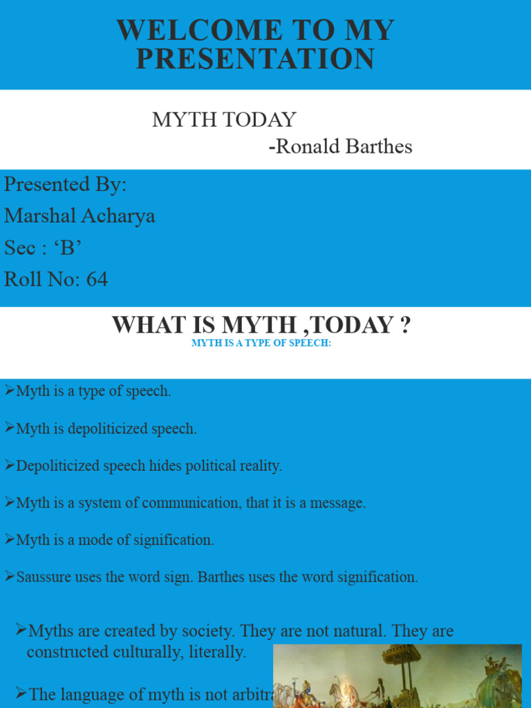 Understanding Myth Today: Barthes' Insights | PDF | Semiotics | Linguistics