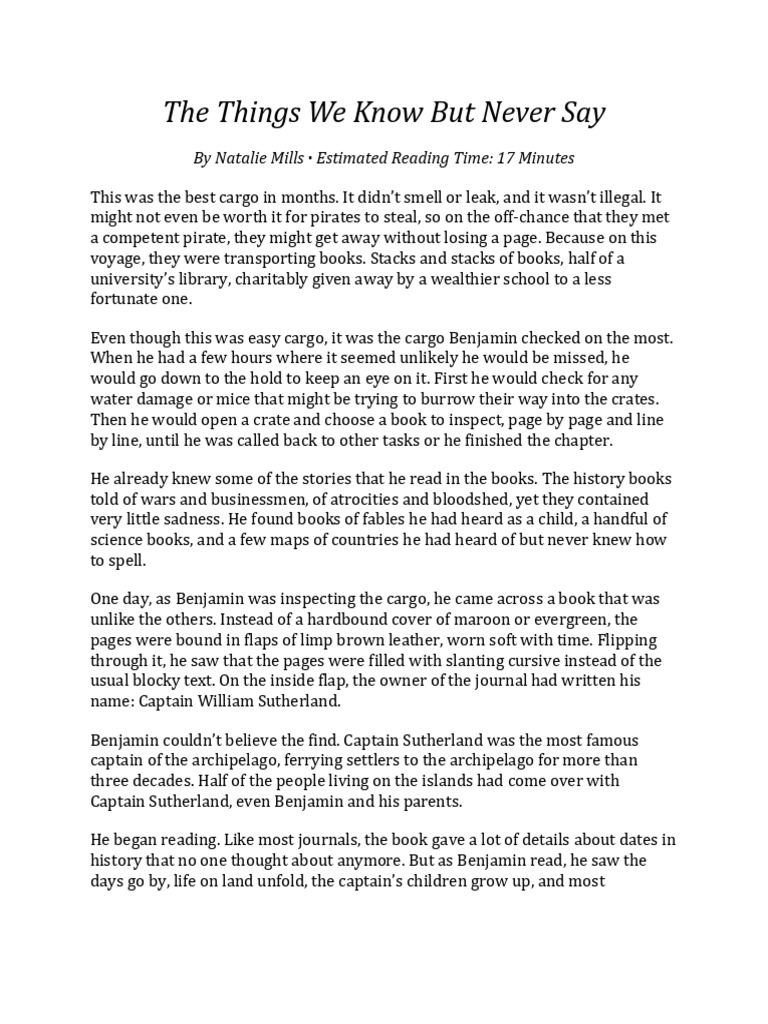 The Things We Know But Never Say | PDF | Ships | Sea