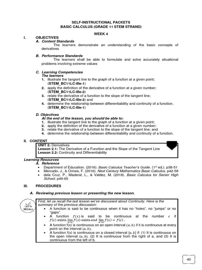 QA Basic Calculus Quarter 3 Week 4 Final | PDF | Derivative | Tangent