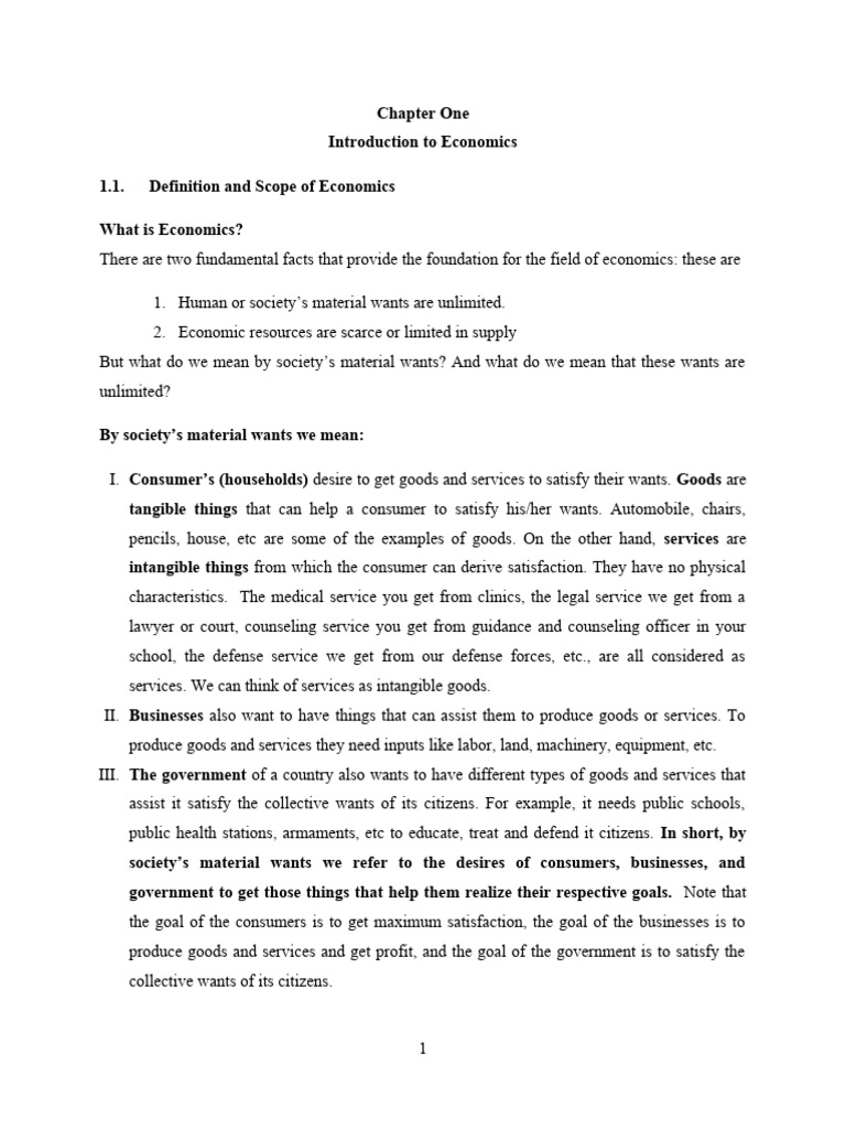 Microecon I Handout | PDF | Economic System | Economics