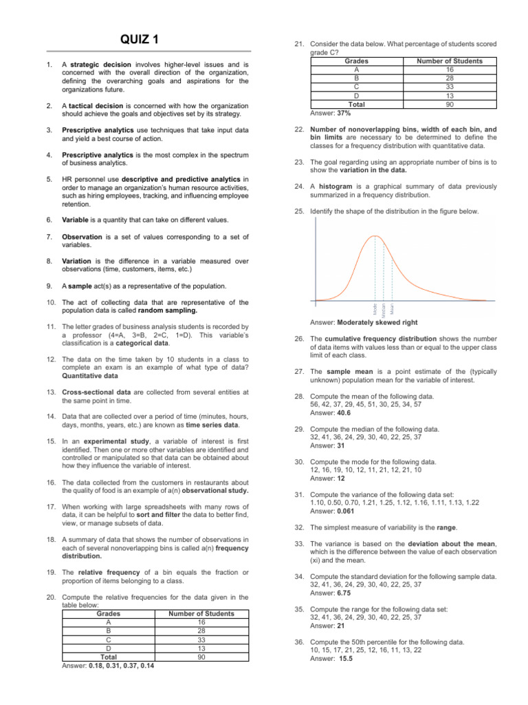Fbas Quiz Answers | PDF | Regression Analysis | Linear Regression
