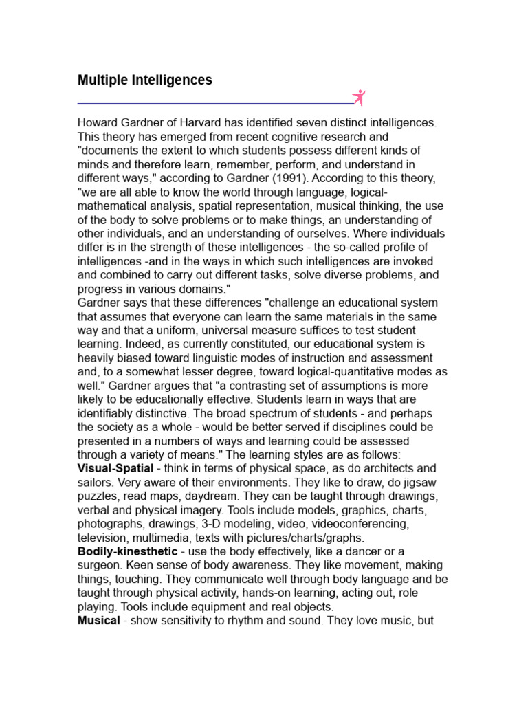Multiple Intelligences | PDF | Learning | Thought