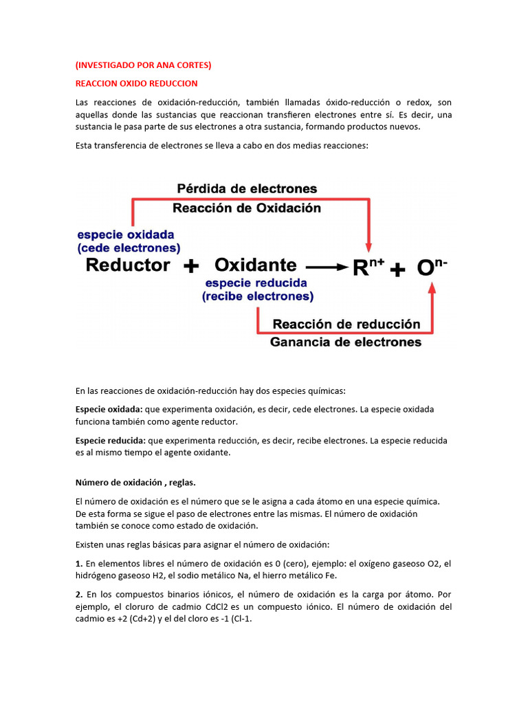 Reaccion Oxido Reduccion Word | PDF | Redox | Ácido