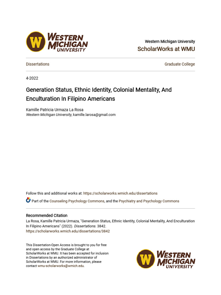 Generation Status Ethnic Identity Colonial Mentality and Encul | PDF ...
