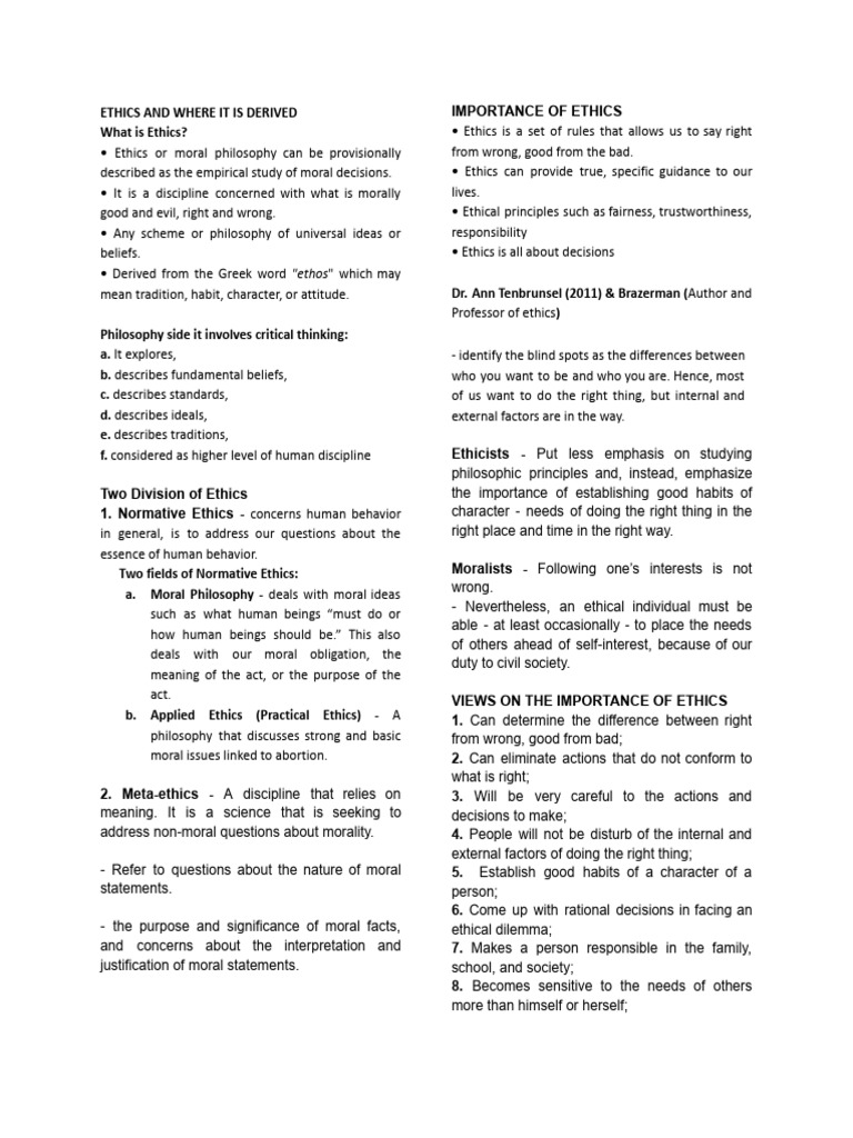 ETHICS (1st Year-1st Sem) | PDF | Morality | Social Psychology