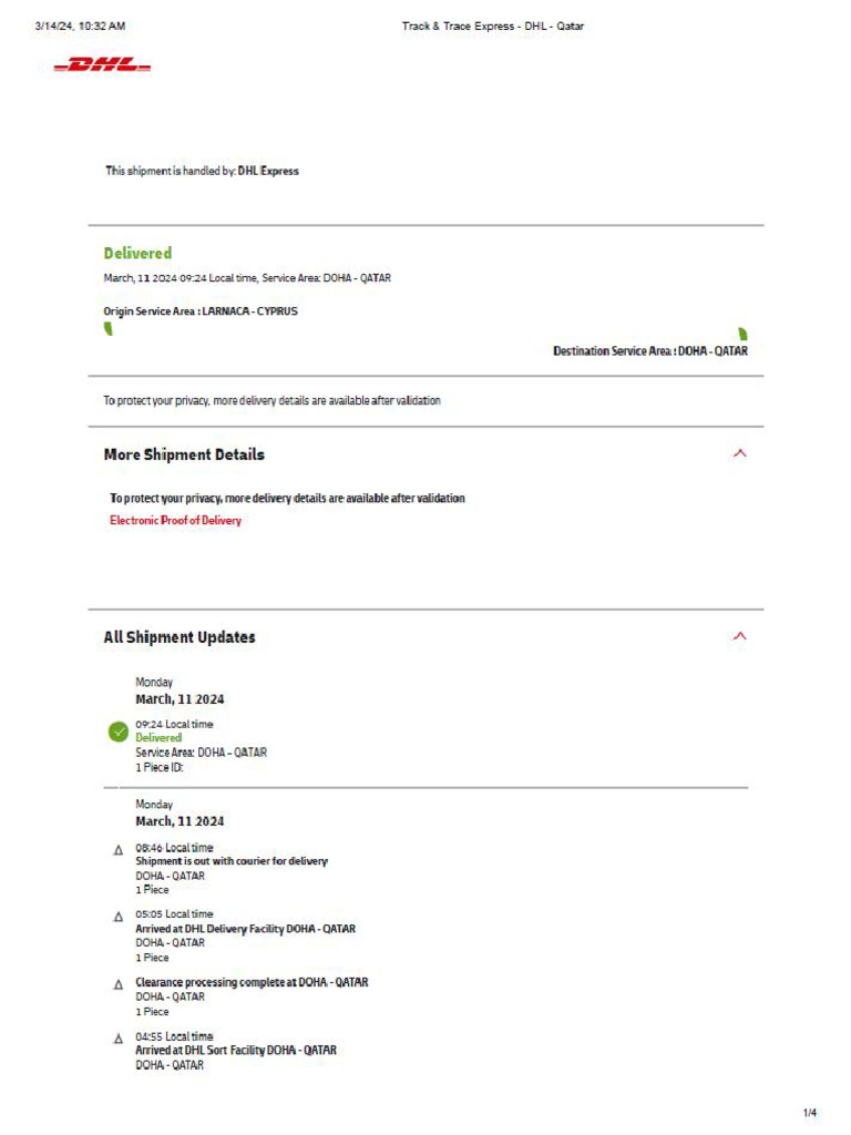 DHL Tracking - Cyprus-Qatar | PDF