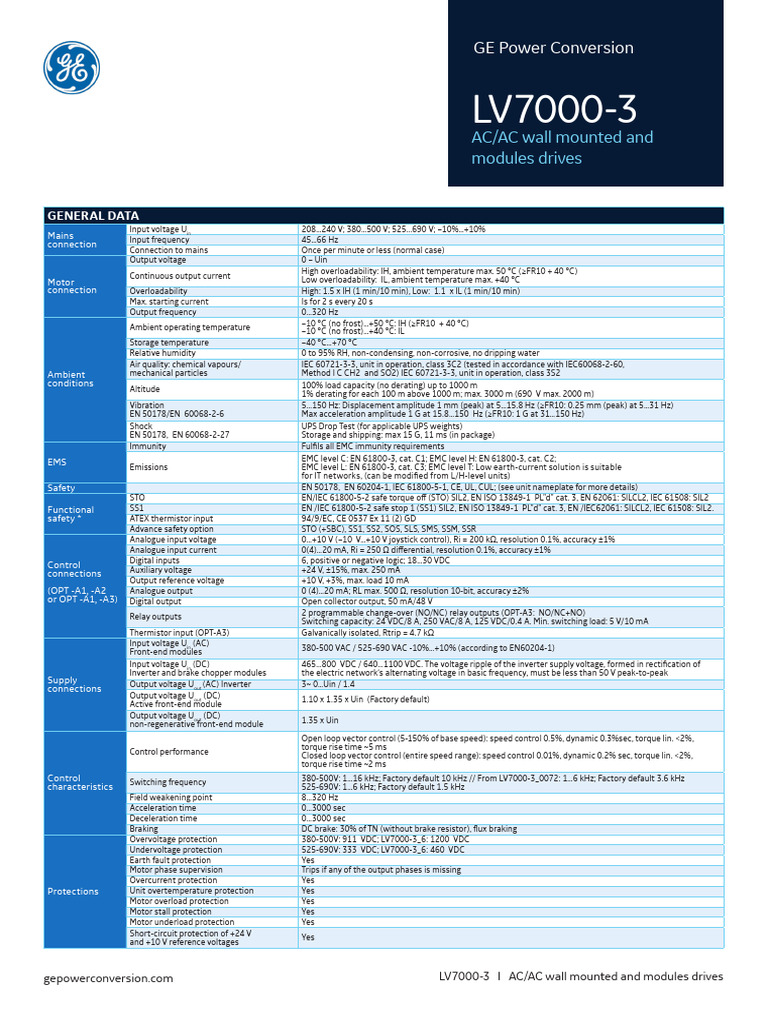 LV7000-3 AC Drive Specifications | PDF | Power Inverter | Alternating ...