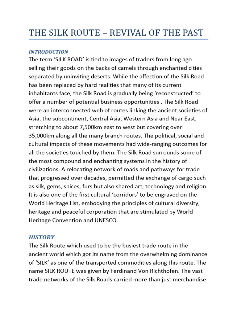 Economics Project-THE SILK ROUTE | PDF | Silk Road | Himalayas