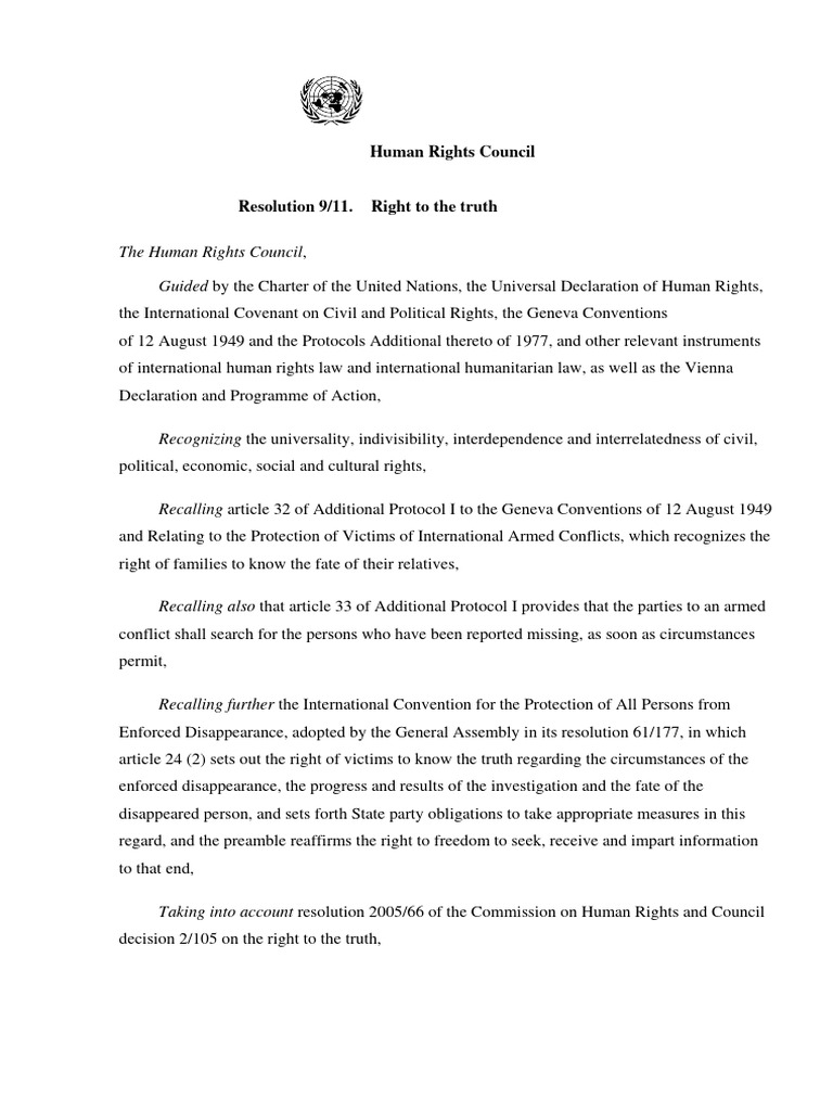 A HRC Res 9 11 | PDF | Human Rights | International Relations