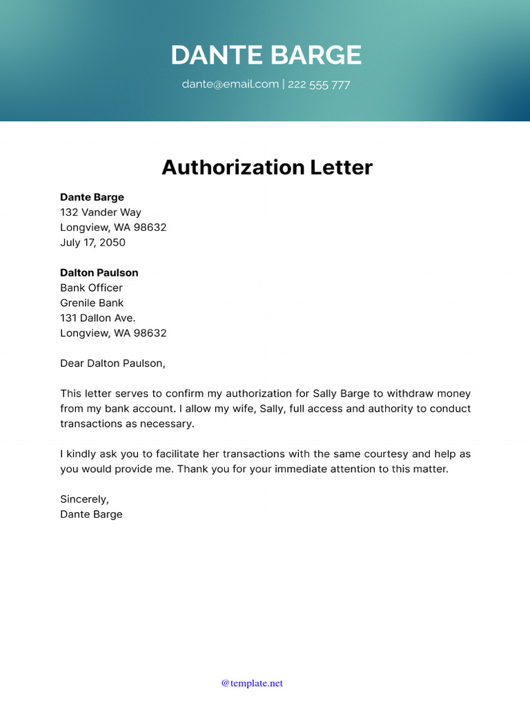 Authorization Letter Template | PDF