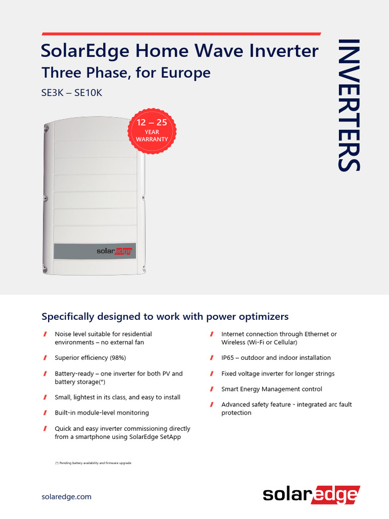 Se Home Wave Inverter Three Phase Setapp Ds | PDF | Alternating Current | Power Inverter