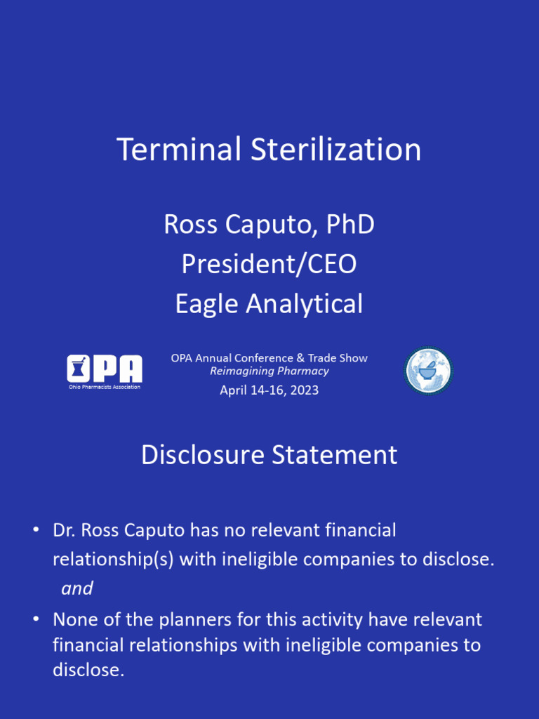 Caputo - Terminal Sterilization - Dr. Ross Caputo Opa 002 | PDF | Sterilization (Microbiology ...