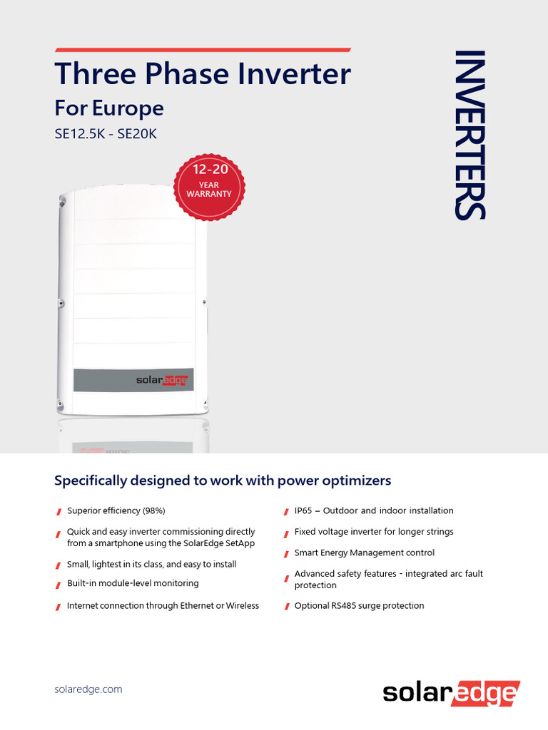 Solaredge Se12.5k Se20k 3 Fase Omvormer | PDF | Power Inverter ...