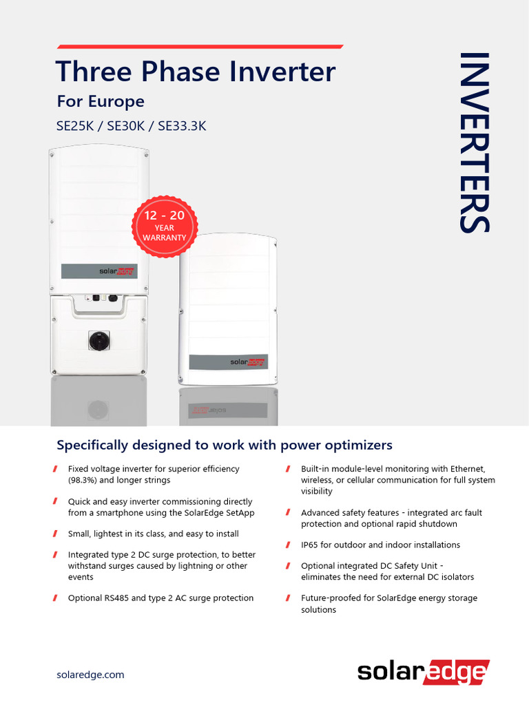 Se Three Phase Inverter With Setapp Configuration Datasheet | PDF | Power Inverter | Alternating ...